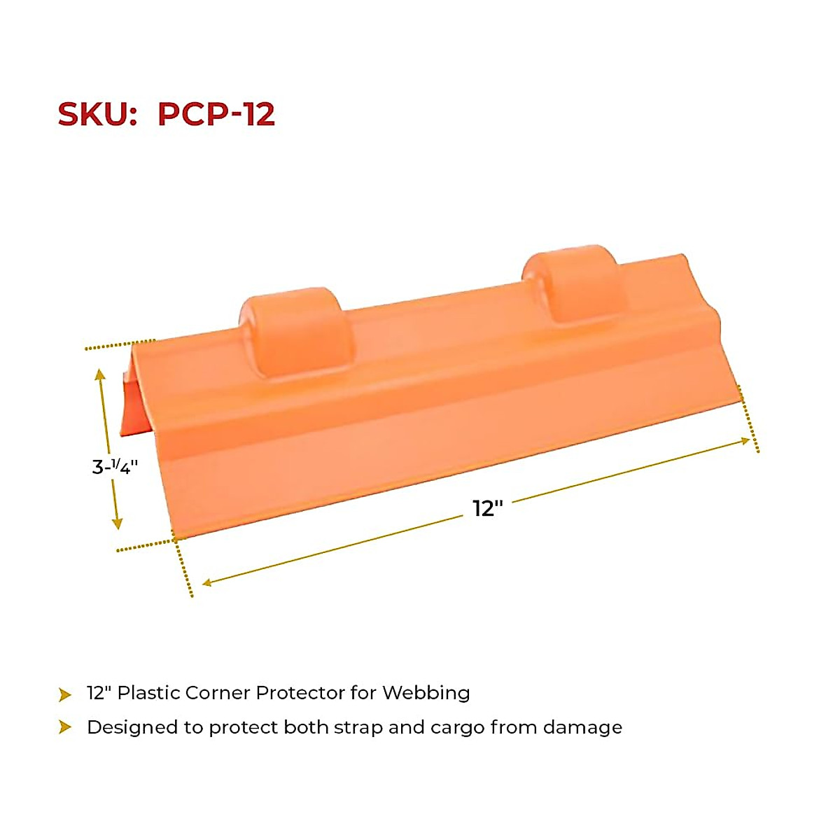 Mytee Products 20 Pack 12" Orange Plastic Flatbed Edge Protector for Cargo Loads & Straps | Plastic Corner Protector Tie Down Webbing Strap Guard for Winch, Ratchet Straps on Flatbed Trailers
