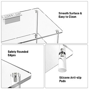 Eglaf Acrylic Side Table with Charging Station - Clear Nightstand End Table with USB Ports and Outlets - Small Bedside Table for Bedroom, Living Room, 15'' L x 11.8'' W x 23.6'' H, 3 Tier