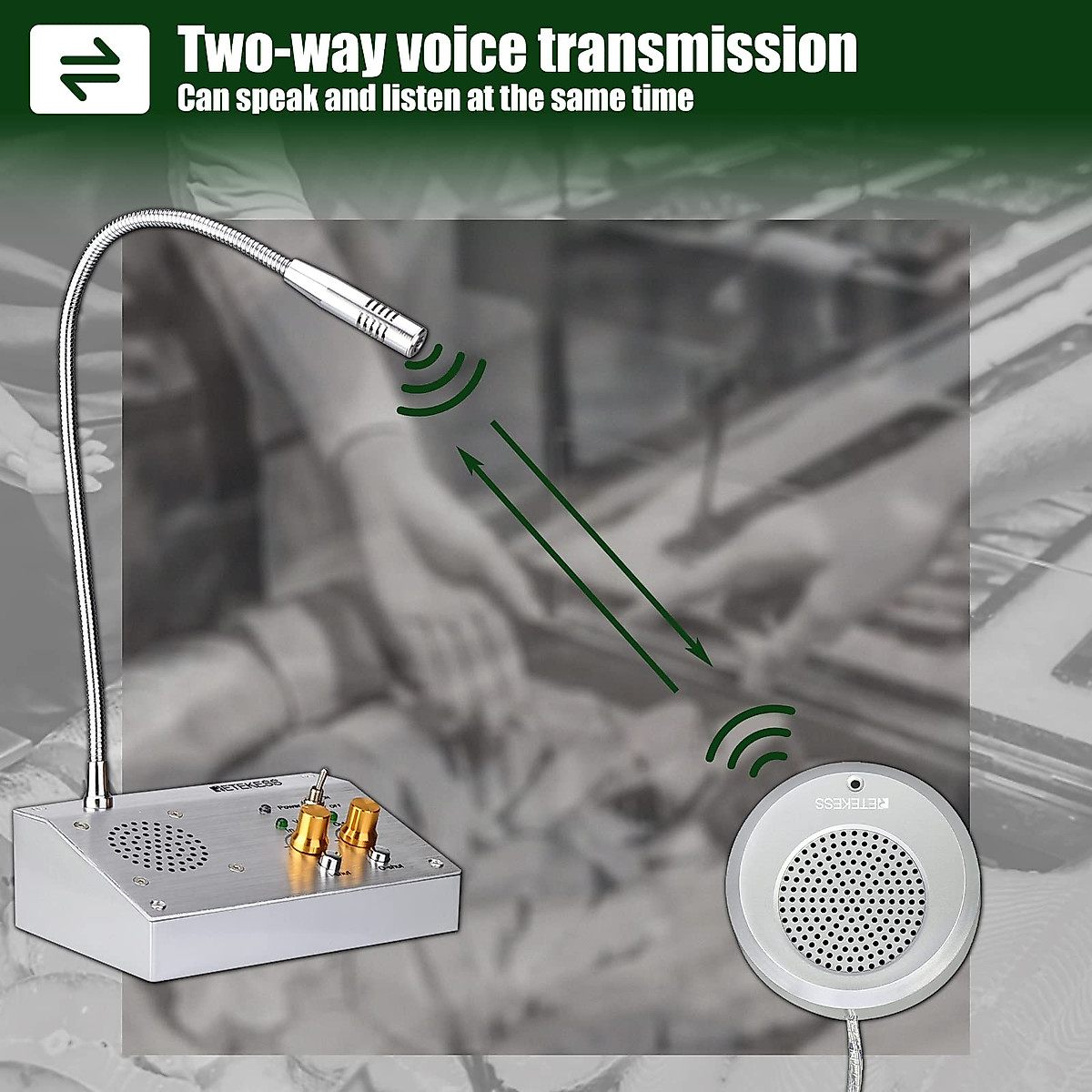 Retekess TW103 Window Speaker, Window Intercom,Independent Volume Control,Recording Function,for Travel Agency,Medical Center