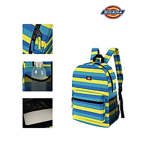 Dickies Freshman Backpack Classic Logo Water Resistant Casual Daypack for Travel Fits 15.6 Inch Notebook (Lemon Blue Stripe)