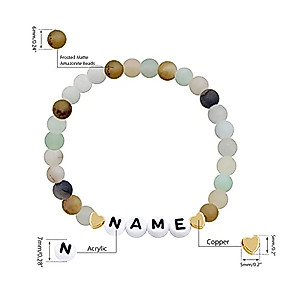 Custom Matte Amazonite Agate Stone Name Alphabet Bracelets Customized Name Letters Numbers Bracelets for Women Men Y1614