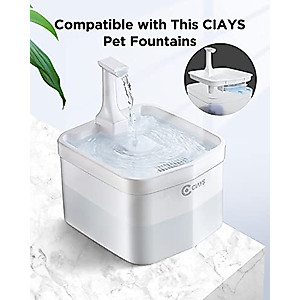 Ciays Cat Water Fountain Replacement Filters & Replacement Pre-Filter Sponges for 65oz/1.8L Automatic Pet Fountain Cat & Dog Water Dispenser, White (CIPS65OZ)