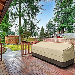 MR. COVER 3-Seater Outdoor Couch Cover Waterproof, 88-Inch Patio Furniture Covers for Sofas, Large Air Vents, UV-Resistant & Heavy Duty Material, Brown & Khaki