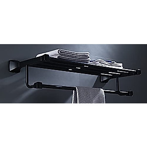 Black Towel Rack and Towel Holder with Luxury Design for Bathroom Wall,Bathroom Hardware,Matte Black Bathroom Accessories