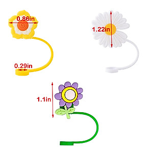 Straw Covers Cap 8pcs Silicone Flowers Straw Cover for Reusable Straws Cute Anti-dust Straw Tips Covers Set,Straw Protector Cover, Reusable Straws Plug for 6-8 Mm(1/4 Inch) Straw Travel Home Outdoor