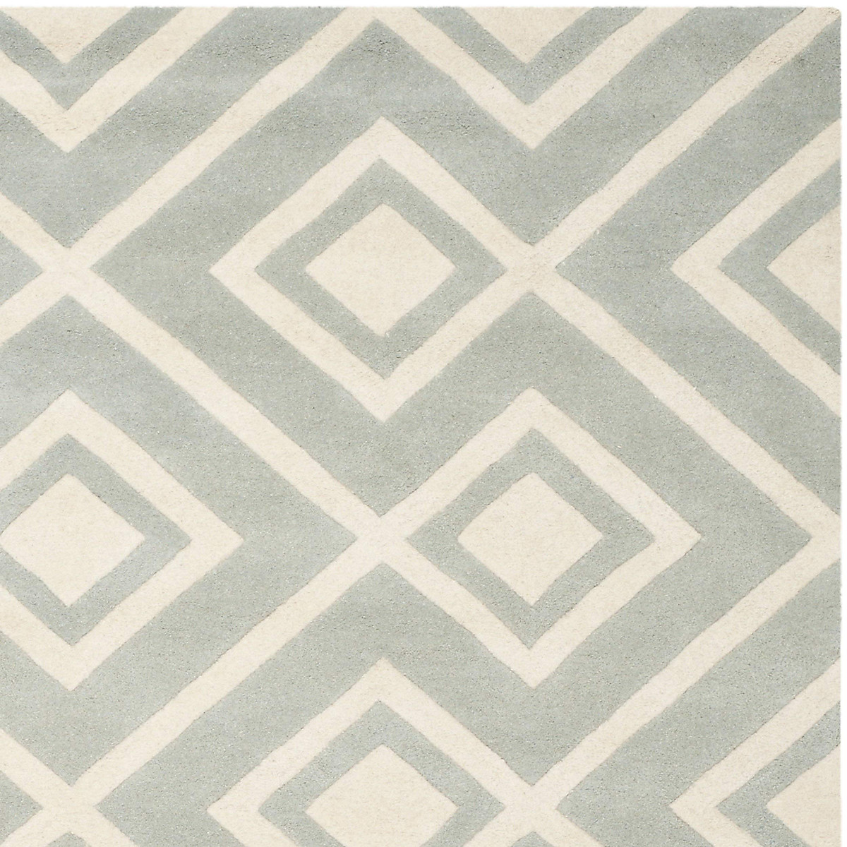 SAFAVIEH Chatham Collection 8' x 10' Grey/Ivory CHT742E Handmade Mid-Century Geometric Premium Wool Area Rug
