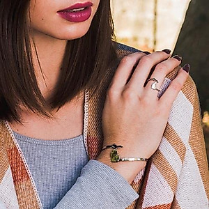 Stone Armory Silver Plated Brass Michigan Wrap Bracelet For Women | State Of Michigan Jewelry | Michigan Adjustable Wrap Bracelet | Perfect Upper Peninsula Michigan Gift