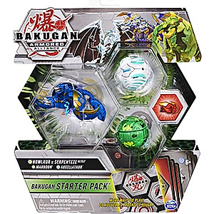 Bakugan Starter Pack 3-Pack, Fused Howlkor x Serpenteze Ultra, Armored Alliance Collectible Action Figures