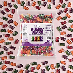 Sugar-Free Gummy Bears Keto Candy - Assorted Fruit Flavors Keto Snacks - Vegan Gummy Bears, Gluten-Free, Low Carb, Keto-Friendly, Sugar-Free Gummies - Bulk 2 LB