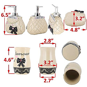 5pcs Bathroom Accessory Set - Tumbler, Soap Dish, Liquid Soap Dispenser, Toothbrush Holder-Girl Gifts