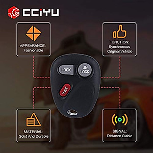 cciyu 1X Remote Start Car Auto Key Fob 3 Buttons Replacement Key Keyless Entry Replacement for C hevy Blazer S10 Silverado 1500 1500 HD 15732803
