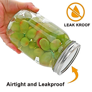 Woaiwo-q Wide Mouth Mason Jars Set, 32oz Clear Glass Jars 4-Pack for Storage, Overnight Oats, Snacks, Jam or Jelly,Canning,Fermenting,Pickling,DIY Projects…