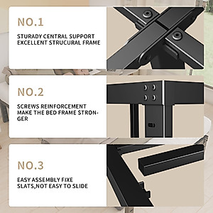 HOBINCHE 16 Inch California King Size Bed Frame - No Box Spring Needed Heavy Duty Black Metal Platform Mattress Foundation, Non-Slip Noise Free Easy Assembly Bedframes with Cleance Storage