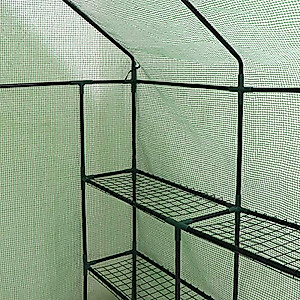 BBBuy 2-Tier Mini Greenhouse 8 Shelves Garden Plant Flower House Grow Tent Indoor Outdoor with PE Cover and Roll-Up Zipper Door Greenhouse, Grow Plant Herbs Flowers Warm House