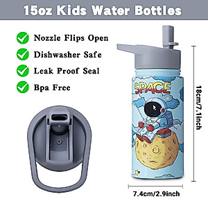 Weboia Astronaut water bottle kids For School Insulated Mug Birthday Gifts For Girls Stainless Steel space Water Bottles with straw christmas gifts for Boys 15 oz