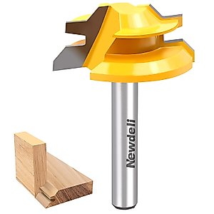 45 Degree Lock Miter Router Bit 1/4 Shank, Newdeli 1/2 Stock Joint Woodworking Router Bit, Suitable for Furniture Oblique Tenon Interface Making (90-Degree Tenon Joint Woodworking)