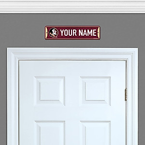 Rico Industries NCAA Florida State Seminoles Primary Personalized Metal Street Sign 4" x 15" Home Décor - Bedroom - Office - Man Cave