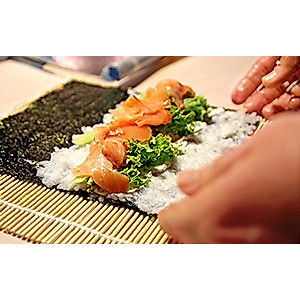 BambooMN 6x Green Bamboo Sushi Rolling Mat Set, Bulk Sushi Roller Mats 9.5", All Natural Bamboo