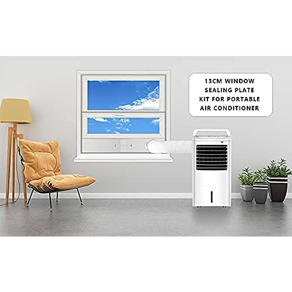 GOZFLVT Portable Air Conditioner Window Vent Kit,Sliding Window Vent Air Conditioner Suitable for Air Conditioner Hose with 5.1 Inches/13cm