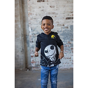Disney Nightmare Before Christmas Jack Skellington Little Boys Fleece Half Zip Hoodie Black 6