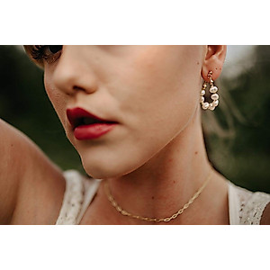 Pearl Hoop Earrings 925 Silver Handmade Baroque Cultured Pearls Dainty Circle Dangle Vintage Geometric Hypoallergenic 14K Gold Plated Jewelry for Women