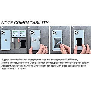 WUOJI Cell Phone Finger Grip Strap Holder for Hand, Phone Grip Compatible with Most Smartphones,Universal Cell Phone Grips Band Holder for Back of Phone - 2Pack(Black)