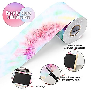 Boho Bulletin Board Border Boho Rainbow Bulletin Board Borders Rainbow Straight Borders with Polka Dots and Hearts Classroom or Home School Decoration (Tie-Dye,65 Feet)