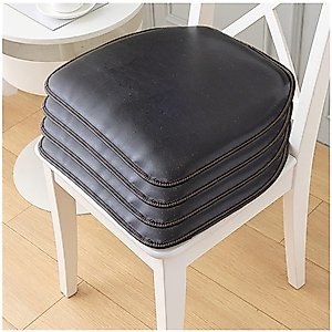 MOODMUSE Faux Leather Chair Seat Cushion for Kitchen Dining Room 1/2/4packs Chair Cushion Pad Non Slip Horseshoe Seat Cushion 40 * 43cm (Color : Black, Size : 4packs)