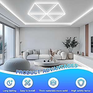 Hexagon Garage Lights - 54W Hexagon LED Lights,6500K 5940LM Garage Hexagon LED Lights, Hexagon Shop Lights for Car Detailing Garage, Workshop, Basement, Gym, Barber