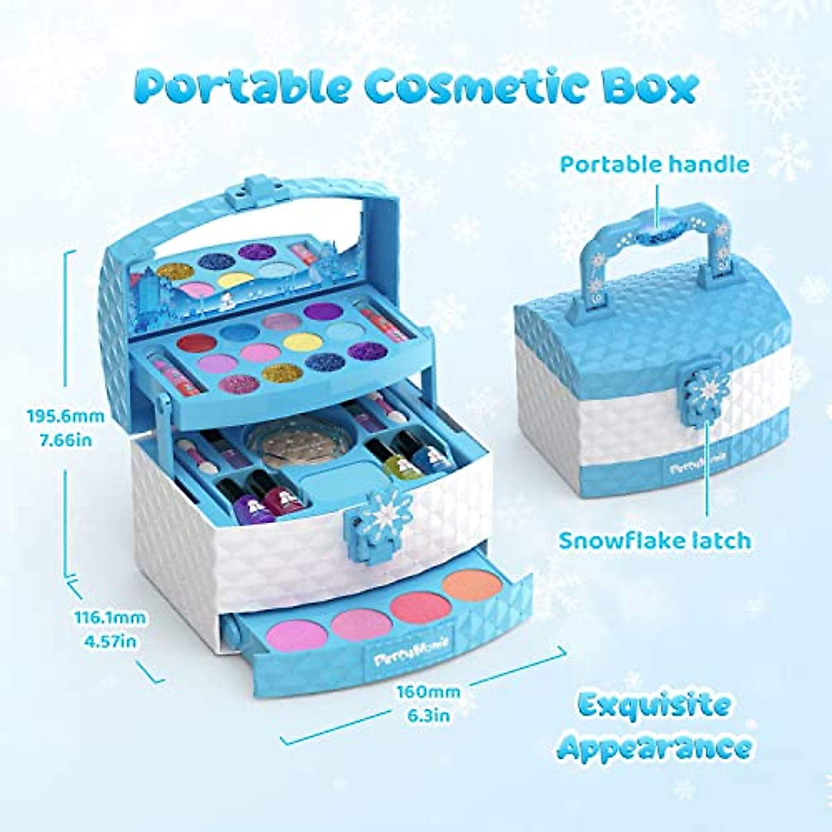 PERRYHOME Kids Makeup Set for Girl Washable Real Cosmetic, Safe & Non-Toxic Frozen Toys Toddler Makeup Kit, Frozen Princess Dress up Kit Christmas & Birthday Girl Gift for 3-12