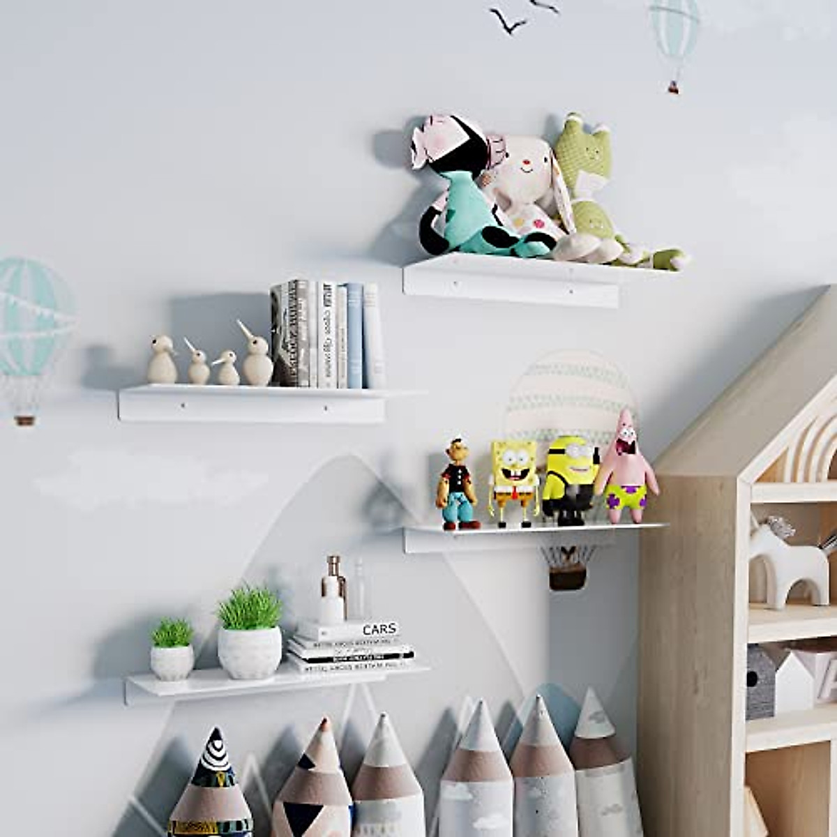 Veefos Floating Shelf Bathroom Shelf Wall Mounted, Metal Small Wall Shelf Bathroom Storage Shelf Bathroom Organizer for Vanity, Aluminum, White(1 Pack, 11.6 inch)