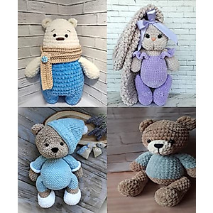 Troyarn Velvet Chenille Baby Blanket Yarn Amigurumi Yarn for Crocheting and Knitting Super Bulky 100 gr (132 yds) (10119 - Brown)