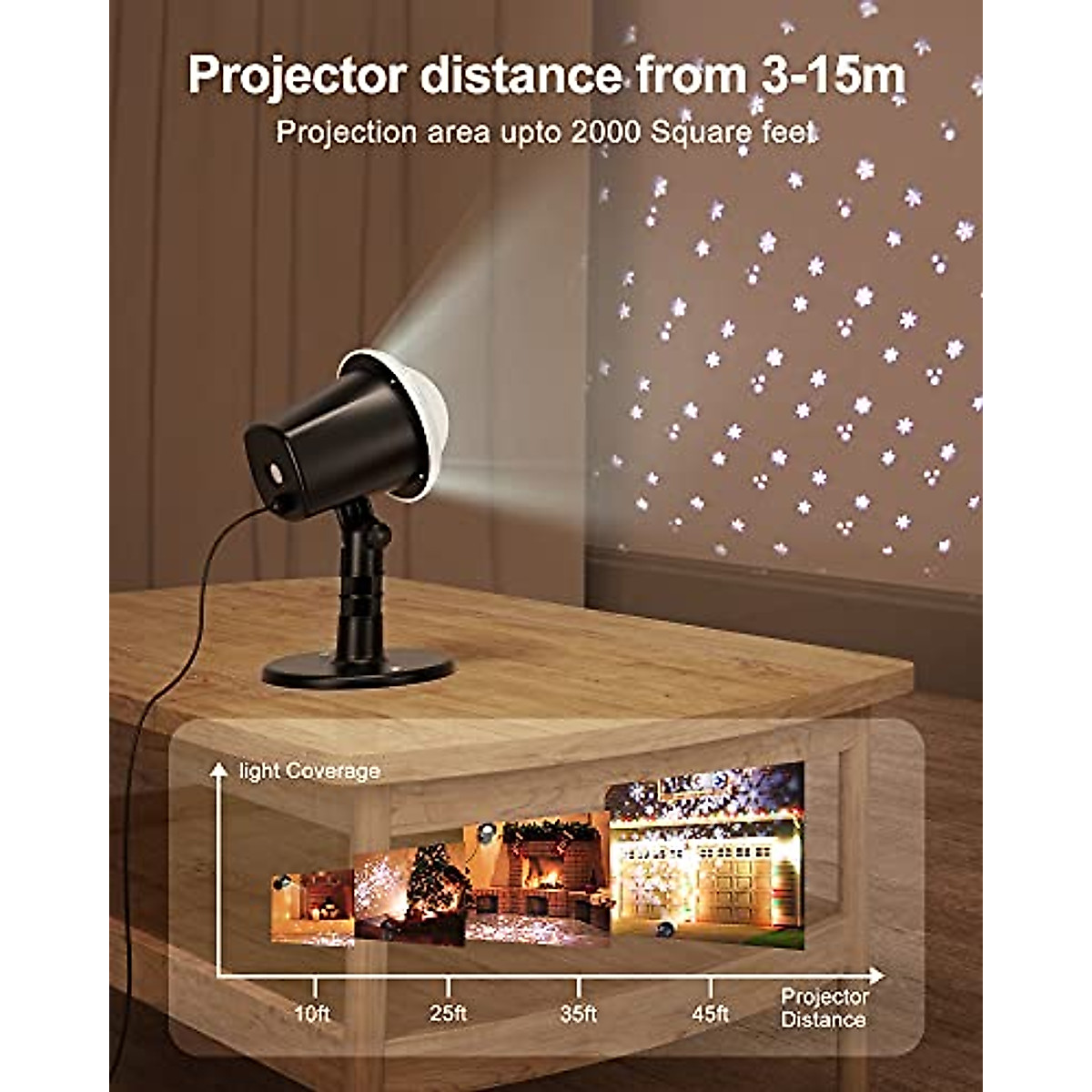 GAIATOP Christmas Projector Lights Outdoor, Christmas Snowflake Lights Projector Outdoor Indoor Weatherproof Wider Lighting Range Led Landscape Decorative Lighting for Christmas Decoration