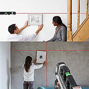 XINGXIN, Multipurpose Laser Level Laser Line 8 feet Measure Tape Ruler Adjusted Standard and Metric Rulers Laser Level Line Tool for hanging pictures-Hanging cabinets-Tile Walls, Black