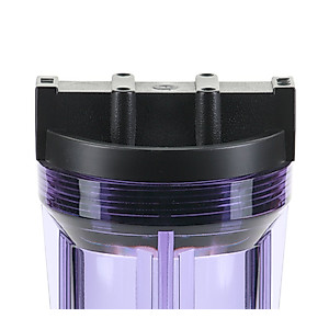 Hydronix HF3-10CLBK34, 10" Clear Housing with Black Rib Cap For RO & Filtration Systems, 3/4" Ports