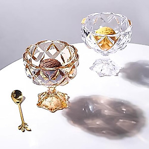 KALWEL,Dessert Cups,Trifle Bowl Glass,Dessert Bowls,Clear Glass Bowls,Clear Dessert Cups,Footed Bowl,Dessert Cups With Spoons,280ml,Suitable For Sherbet Sandwiches, Fruits, Salads, Snacks, Cocktails