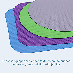 4pcs Bottle Opening Gripper, Rubber Jar Opener Multi-Purpose Jar Gripper Pads for Weak Hands Seniors Elderly Kitchen Coasters (Light Blue, Green, Purple, Gray)