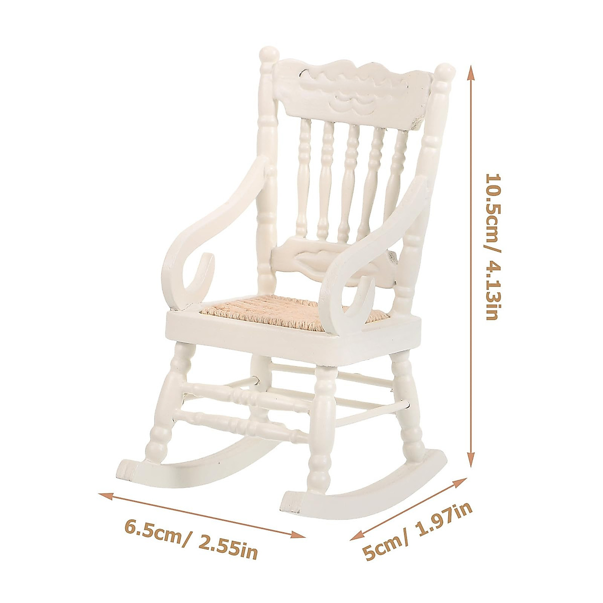 SOIMISS Dollhouse Wooden Chair, 1:12 Dollhouse Miniature Wooden Rocking Chair Model (White)