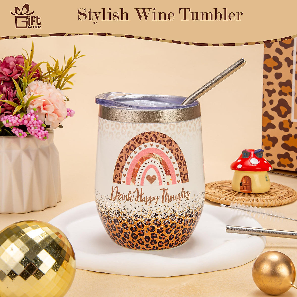 GiftAmaz Leopard Gifts for Women, Get Well Soon Gifts with Leopard Tumbler and Blanket, Care Package Thinking of You Birthday Gifts Basket Set, Leopard Print Christmas Gifts Box for Women Friend Mom