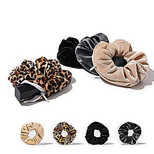 Velvet Hair Pocket Scrunchies Hair Ties wth Hidden Zipper for Girls Women Cute Elastic hair Accessories Great Scrunchy (4Mixed)