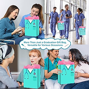 WHATSIGN Nurse Graduation Gifts Bag,Nurse Doctor Graduation Gift Bag,13" Large Gift Bag with Tissue Paper and Card for Nurse Doctor Medical School Graduate,Occupational Therapist,Nurses Party Supplies