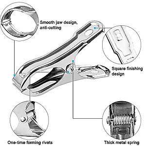 30 Pcs Stainless Steel Clips,DanziX 2.1-Inch 3.6-Inch Clips for Netting Plant Cover Greenhouse Frame Clothes Towel Quilts