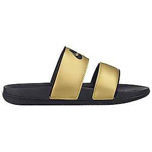 Nike Women's Offcourt Duo Slides (5, Metallic Gold/Black/Black)