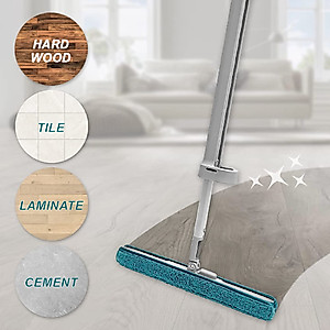 JDlife Household and Commercial Cleaning Microfiber Roller Mop- Cleaning System with 14-Inch DUST MOP with Reusable Pads, 360-spin Mop Head for Tile, Marble, Hardwood Floors Cleaning