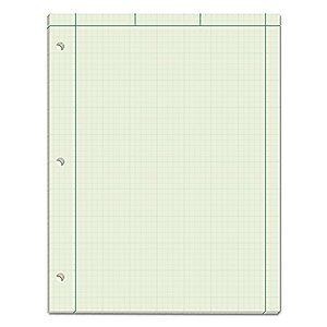 TOPS Engineering Computation Pad, 3-Hole Punched, 8.5 x 11 Inches, 5 Squares per Inch, 100 Sheets, Green, (35510)