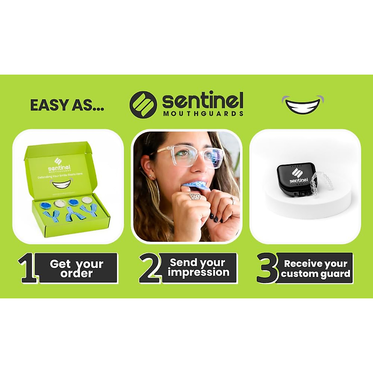 SENTINEL MOUTHGUARDS No-Show Daytime Mouth Guard for Teeth Grinding and Clenching | Custom Fit for Durability and Protection | BPA-Free and Dentist-Approved | Made in USA