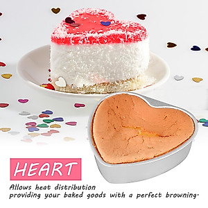 EATAKWARD 5pcs Heart Shaped Cake Pan, 4'' Non-Stick DIY Cake Pans for Baking, Aluminium Cake Mold, Multifunctional Heart Cake Tins for Kitchen Birthday Valentine Day Wedding Mini Heart Cake Pan