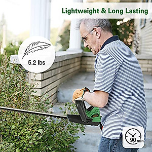 LUCKYERMORE 20V Cordless Hedge Trimmer, 6.8 LBS & 90min Long-Lasting, 23-inch Garden Hedge Trimmer w/Dual-Action Blade, Lawn Shrub Trimmer, 2.0Ah Li-Lon Battery & Fast Charger Included