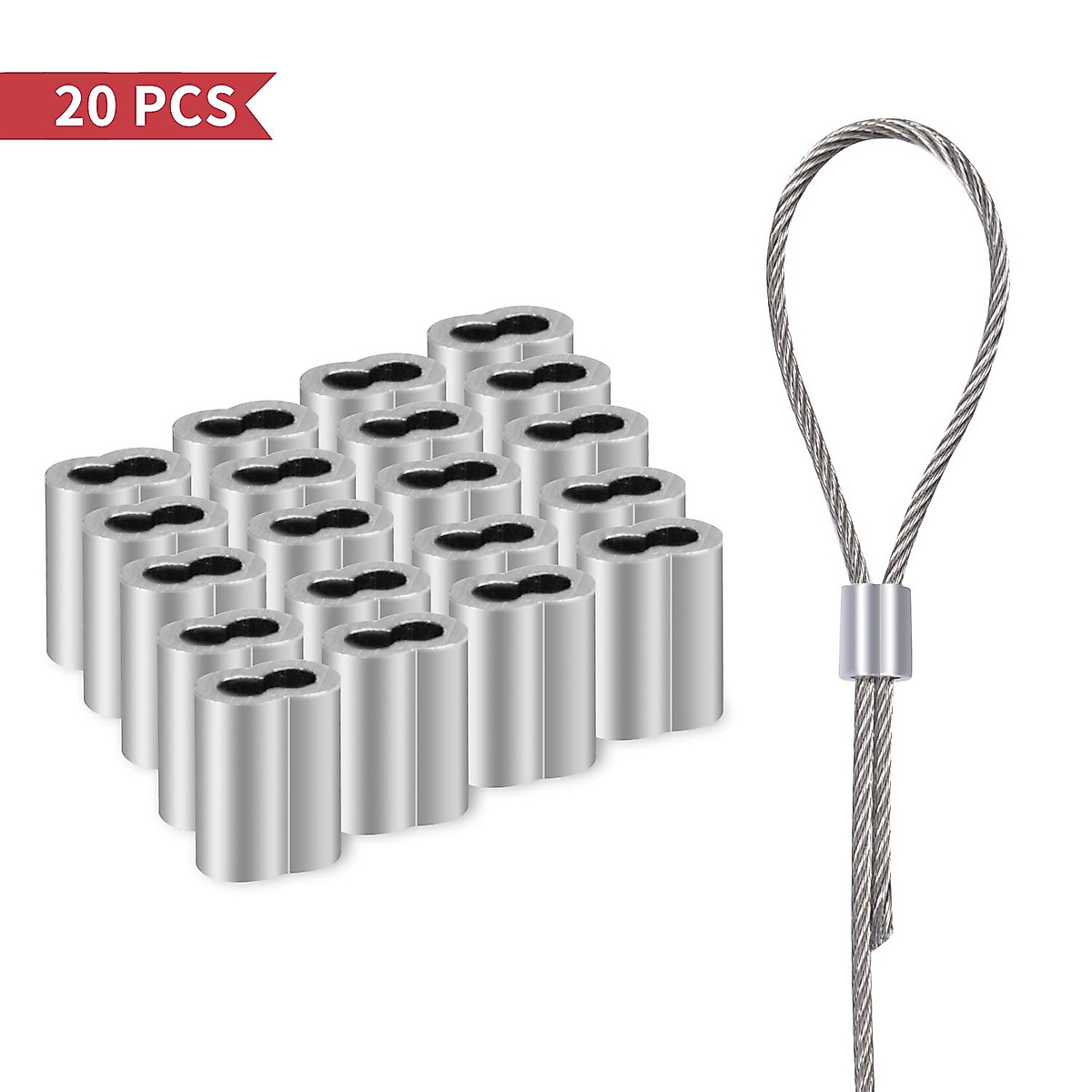 26ELE Picture Hanging Wire 190lbs, Heavy Duty Stainless Steel Wire Rope for Hanging Picture Frame Mirror and Wall Art, Strong Metal Wire 100Feet with 20PCS Crimping Sleeves, 4 D Rings and 8 Screws