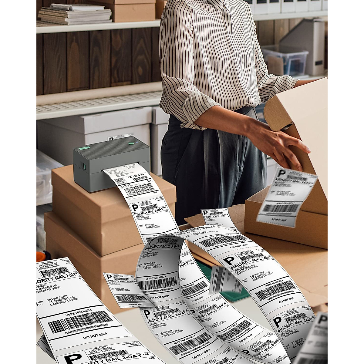 paperang - Bluetooth & USB Thermal Printer for Shipping Label (4 x 6 in), 203 DPI Portable Sticker Maker, Wireless Printing from iOS & Android Phone via App, Connect Mac & Windows OS with USB